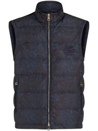 Etro gilet matelassé à motif cachemire - Bleu