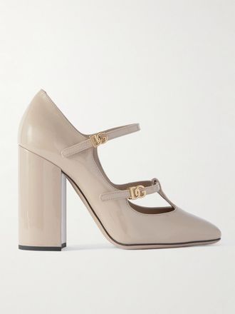 Dolce & Gabbana Escarpins Babies En Cuir Verni - Blanc cassé