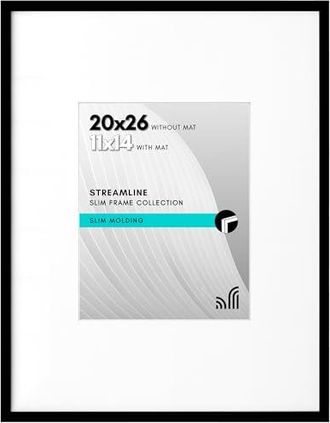 Americanflat Bilderrahmen mit poliertem Plexiglas, 50,8 x 66 cm, Verwendung als 28 x 35 cm Rahmen mit Passepartout oder 50 x 66 cm ohne Passepartout, Streamline-Ko