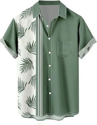 Generic Chemise de travail &agrave; manches courtes pour homme - Haut hawa&iuml;en &agrave; manches courtes pour printemps et &eacute;t&eacute; imprim&eacute; &agrave; revers - Chemise d&eacute;contract&eacute;e extensi