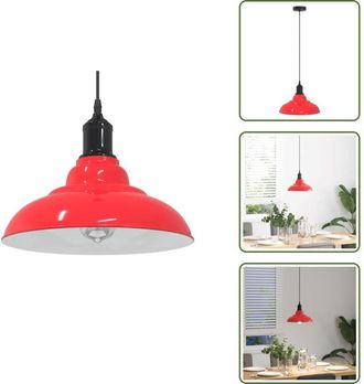 vidaXL Vidaxl - Lampe suspendue r&eacute;glable hauteur E27 rouge brillant &Oslash;31cm m&eacute;tal - Lampe Suspendue - Lampes Suspendues - &Eacute;clairage Suspendu - &Eacute;clairage