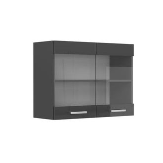 Vicco Meuble de Cuisine Haut vitré R-Line, Anthracite Haute Brillance, 80cm