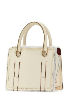 DENTRO Womens Ivory Leather Mini Otto Handbag Cream Borse A Mano Bag