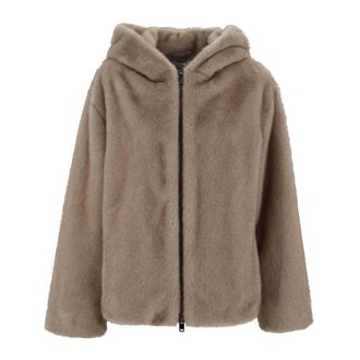 P.A.R.O.S.H. Weicher Beiger Kunstpelz Kapuzenmantel - - Jackets - Damen - Beige - XS