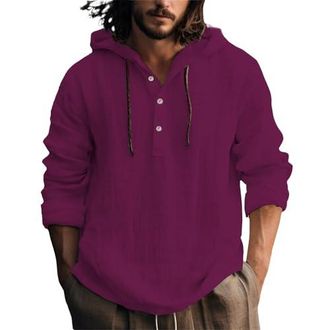 Generic Chemise en lin blanc pour homme - Chemise boutonn&eacute;e en lin pour homme - Coupe ajust&eacute;e - Chemise blanche pour homme - Coupe d&eacute;contract&eacute;e - T-shirt de p