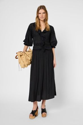 Gerard Darel Jupe satin&eacute;e pliss&eacute;e - VANINA - Noir