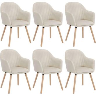 Woltu Esszimmerst&uuml;hle 6er Set, K&uuml;chenstuhl mit R&uuml;ckenlehne Armlehne, Wohnzimmerstuhl, Polsterstuhl aus Samt Massivholz, f&uuml;r Esszimmer, K&uuml;che, Cremewei&szlig;