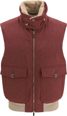 Brunello Cucinelli Woll-Steppweste - - Jackets - Herren - Rot - L