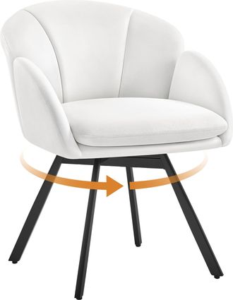 Yaheetech Schreibtischstuhl 360&deg; Drehbar, Samtiger B&uuml;rostuhl mit Doppeltem Sitzkissen, Schminktisch Stuhl in Bl&uuml;tenblattform, Drehstuhl f&uuml;r B&uuml;ro/Schlafzimmer/Wo