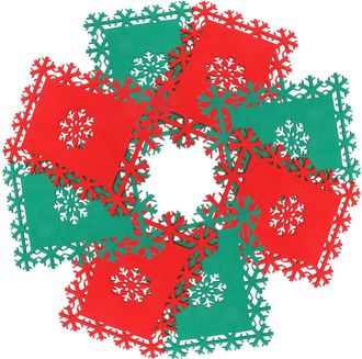 Cabilock 24st&uuml;cke Teilige Filzplatzsets mit Schneeflockenmotiv Hitzebest&auml;ndige Tischsets f&uuml;r Weihnachten Quadratische Platzsets f&uuml;r Partydekoration und Esszimm