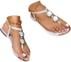 Generic Sandales pour femme avec bride en T et bout ouvert - Style boh&egrave;me - Style boh&egrave;me - Chaussures d&eacute;t&eacute; - Strass - Fleur - Tongs de plage - Tongs de plage 