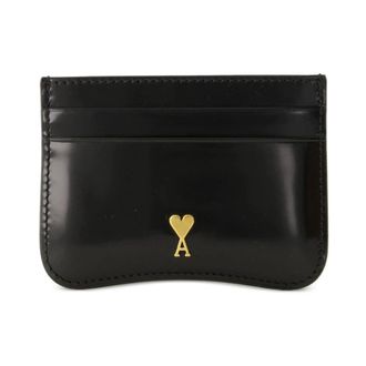 Ami Schwarzes Glasiertes Lederkartenetui - - Accessories - Damen - Schwarzk - ONE SIZE