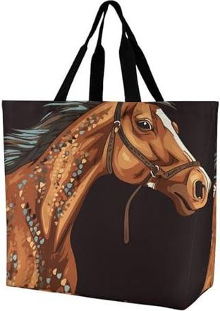 Generic Cheval Brun Sac Cabas Imperm&eacute;able Tote Bag Pliable Sac Courses Pour Shopping Travail Plage