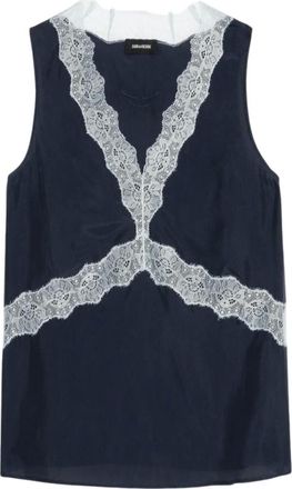 Zadig&Voltaire Femme, Tops, Bleu, Taille: 38 FR Top Lencero Tasao