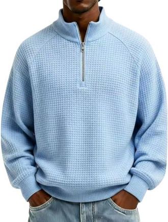 Generic Polo &agrave; manches longues pour homme - Loisirs - Fermeture &eacute;clair - Manches longues - Pour homme - Confort basique - Respirant - D&eacute;contract&eacute; - Pour la mi