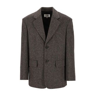 Maison Margiela Einknopf-Woll-Tweed-Sakko - - Jackets - Herren - Braun - XL