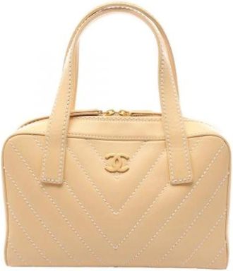 Chanel Sac &agrave; main vintage doccasion - Femme - Pre-owned - Beige - Taille: ONE Size