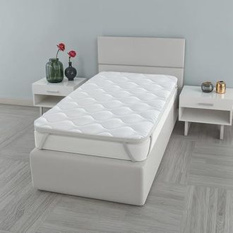 Italian Bed Linen Topper Dream gepolstert und gesteppt, Matratzenauflage f&uuml;r Einzelbett, 80 x 195 cm, F&uuml;llung 700 g/m&sup2;, mit elastischen Eckb&auml;ndern und 8 cm Falte, masch