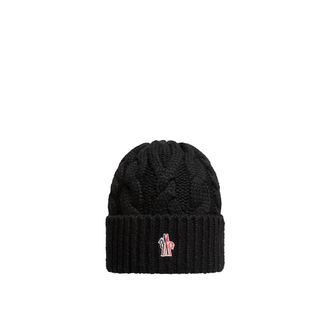 Moncler Moncler Wool Blend Cable Knit Hat, Women, Black, Size: One Size