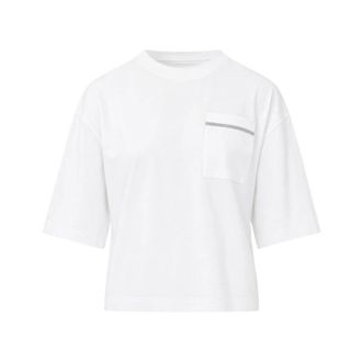 Brunello Cucinelli Baumwoll-Jersey-T-Shirt - - Tops - Damen - Wei&szlig; - S