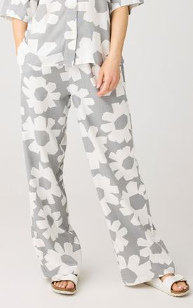 Knowledge Cotton Apparel Damen vegan Hose Posey Weit Leinen Mix Grau