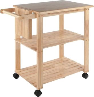 Generic Küchenwagen, Kücheninselwagen aus Massivholz mit Lagerschrank und Tischablage - Hochwertige Küchenmöbel für mehr Stauraum und Arbeitsbereich