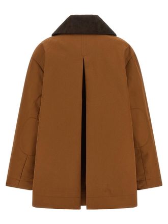 Ganni Twill with Contrast Corduroy Collar Jacket - Brown
