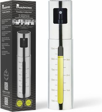 Masterpro FOODIES | &Ouml;lspr&uuml;her 110 ml | Edelstahl | Nachf&uuml;llbar und tropffrei | Einfach zu bedienen und zu reinigen | Zubeh&ouml;r f&uuml;r Hei&szlig;luftfritteuse und Kochen | 
