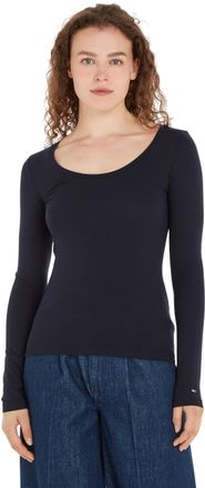 Tommy Hilfiger Damen Langarmshirt Slim Modern Basic, Blau (Desert Sky), L
