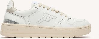 Faguo Baskets en cuir blanc et argent&eacute;