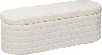 HOMCOM Homcom - Sitzbank Polsterbank mit Stauraum, Teddy-Vlies-Optik, Bettbank mit Holzbeine, Truhenbank f&uuml;r Schlafzimmer, Wohnzimmer, Flur, 116 x 41 x 40,5