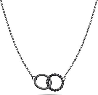 Tamaris Collier torsad&eacute; - Noir - Collier en acier inoxydable avec cercles entrelac&eacute;s