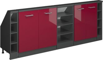 Vicco Armoire sous pente de toit Rion, Rouge brillant/Anthracite, Lot de 5, Vicco