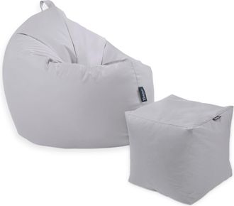 BuBiBag Premium 2-in-1 Sitzsack mit Füllung | Fußhocker | für Kinder & Erwachsene | Outdoor & Indoor | Sitzkissen | Bodenkissen | Wasser- & schmutzabweisend +
