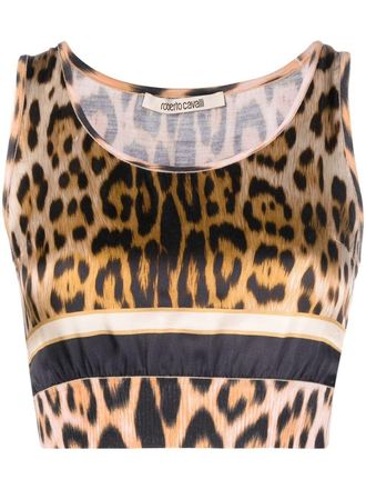 Roberto Cavalli Cropped-Oberteil mit Leoparden-Print - Nude