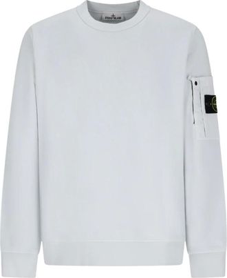 Stone Island Homme, Sweatshirts et sweats &agrave; capuche, Bleu, Taille: XL SweaT-shirt ras du cou en molleton de coton
