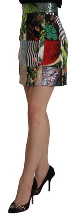 Dolce & Gabbana Womens Multicolor Patchwork A-Line Polyester Skirt