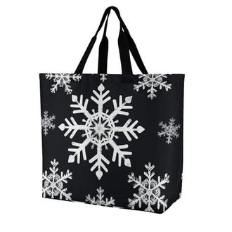 Generic Flocon De Neige Blanc Sac Fourre-Tout L&eacute;ger Tote Bag R&eacute;utilisable Sac Courses Pour Travail Plage Universit&eacute;