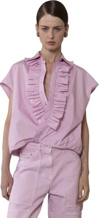 Nude Nude, Femme, Blouses et Chemises, Rose, Taille: 40 FR Chemise &agrave; Volants Pliss&eacute;s