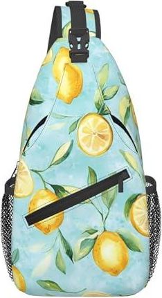 Generic Sacoche Tactique Aquarelle Le-Mon Feuilles Fruits tropicaux Casual Sac &agrave; Bandouli&egrave;re Mode Sac &agrave; Poitrine pour Homme Randonn&eacute;e Cyclisme