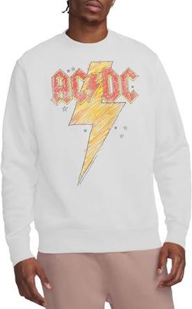 AC/DC ACDC Sketch Bolt Crew Sweatshirt Maillot de surv&ecirc;tement, Blanc, M Mixte