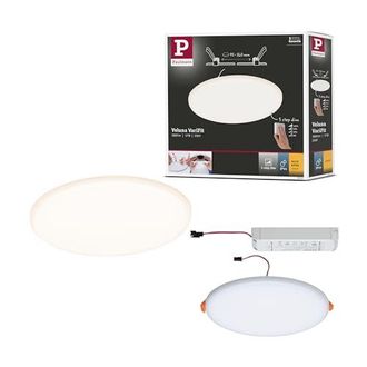 Paulmann 93063 Panneau LED spots encastr&eacute;s Veluna VariFit IP44 gradable sur 3 niveaux 185mm rond incl. 1x17W gradable plafonnier Satin plastique 3000K