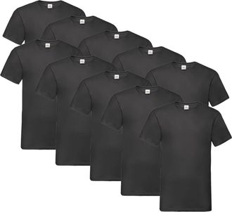Fruit Of The Loom 10 T Shirts V-Neck M L XL XXL 3XL 4XL 5XL V-Ausschnitt Diverse Farben -HL-Kauf (XXL, 10x Schwarz + 1 HLKauf Block)