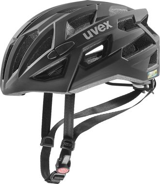 Uvex Race 7 - sicherer Performance-Helm für Damen und Herren - individuelle Größenanpassung - extra Aufprall-Schutz - Black - 51-55 cm