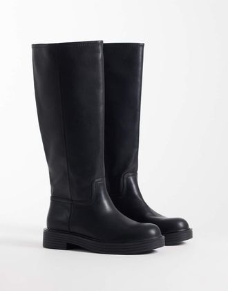 Asos Cerys bottes d&eacute;quitation montantes chunky &agrave; enfiler noires