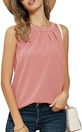 Grace Karin Femme D&eacute;bardeurs &Eacute;t&eacute; Tops sans Manches Encolure en Licou de Sport Haut Sexy Chic Rose XL