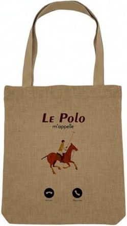 Fabulous Sac Shopping Tote Bag Aspect Lin - Le Polo MAppelle Sport Cheval Animaux - Sac de Courses Toile Epaisse 360g Beige Naturel Cabas Port&eacute; Epaule Solide I