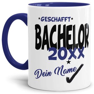 Tassendruck Bachelor-Tasse Geschafft Bachelor 20XX - Selbst gestalten mit Jahr und Name zum bestandenen Bachelor/Abschluss/Lernen/Pr&uuml;fung/personalisierte Geschenk