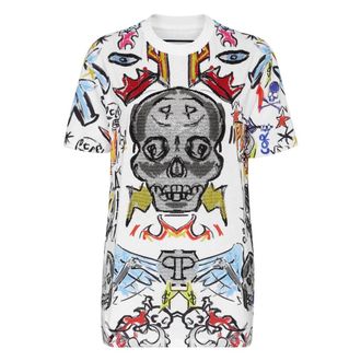Philipp Plein T-shirt Man Fit with Crystals - - Tops - Damen - Mehrfarbig - S