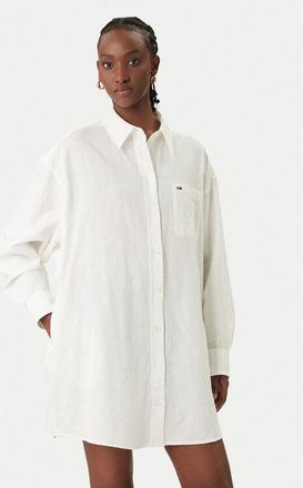 Tommy Jeans Hemdkleid DW0DW22344 Wei&szlig; Relaxed Fit